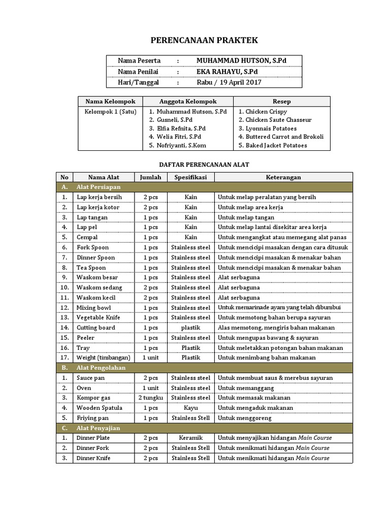 Kel 1 KK G-KP 5 - Main Course (Ayam) | PDF | Memasak, Makanan, & Anggur