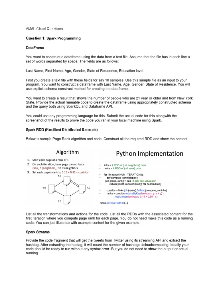 Aiml Cloud Questions | Download Free PDF | Apache Spark | Computer ...