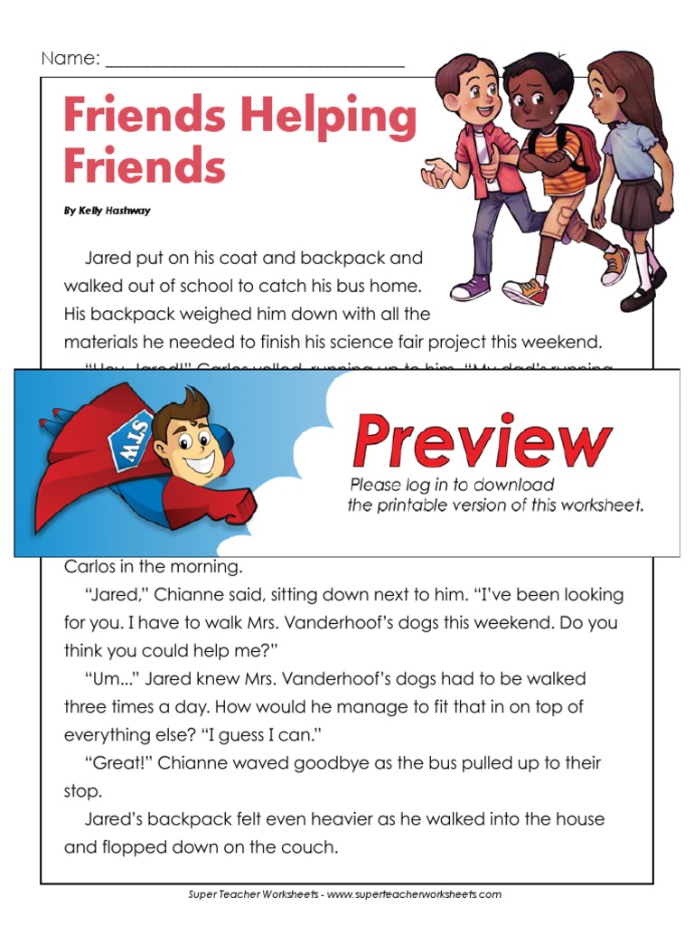 Friends Helping Friends: A Story Analysis | PDF
