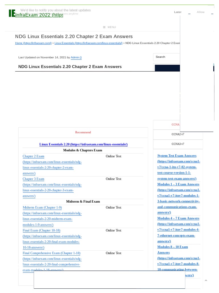 NDG Linux Essentials 2.20 Chapter 2 Exam Answers - InfraExam 2022 | PDF ...