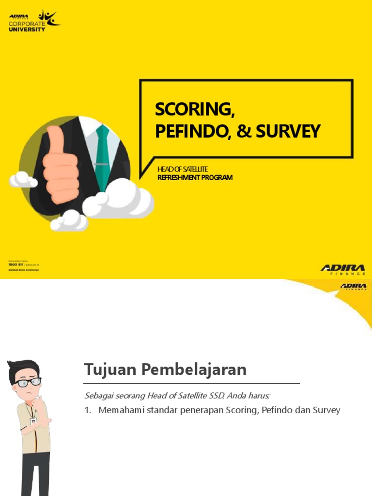 Credit Overview (Scoring, Pefindo, Survey) - HoS SSD | PDF