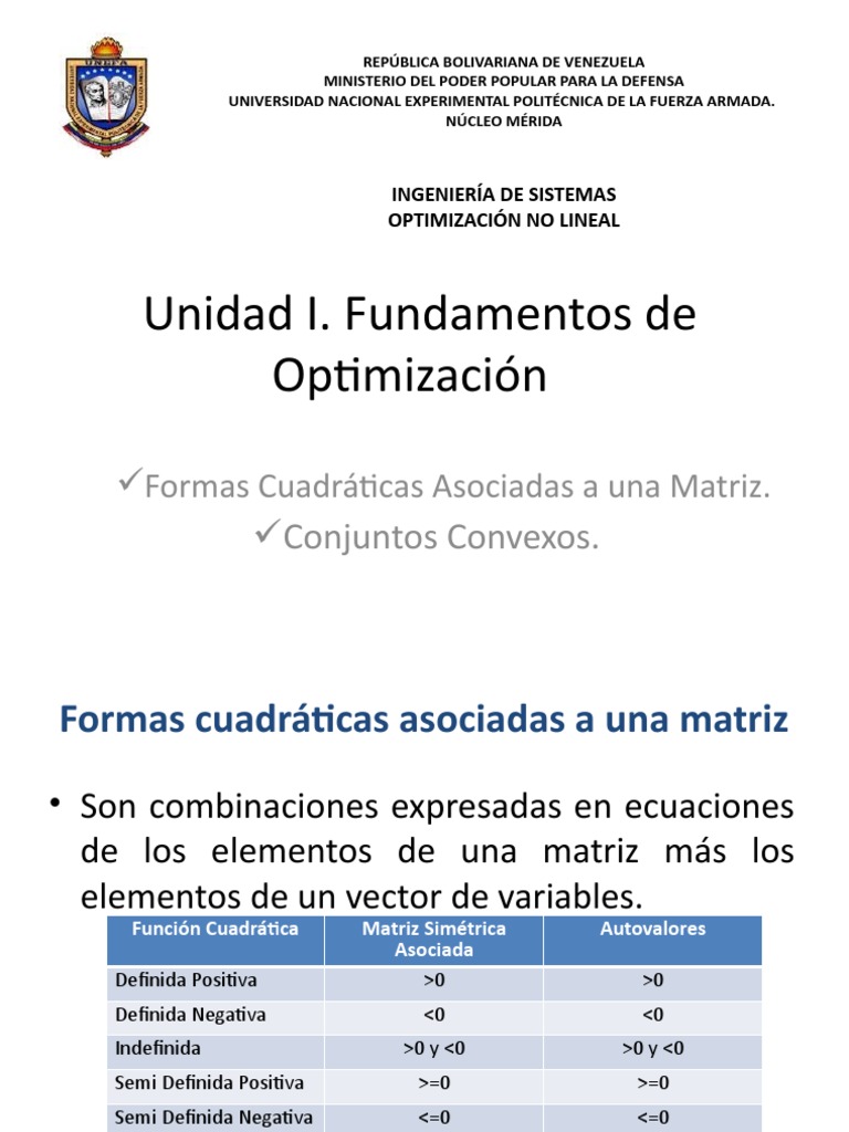 Unidad I. Fundamentos de Optimización: Conjuntos Convexos | PDF