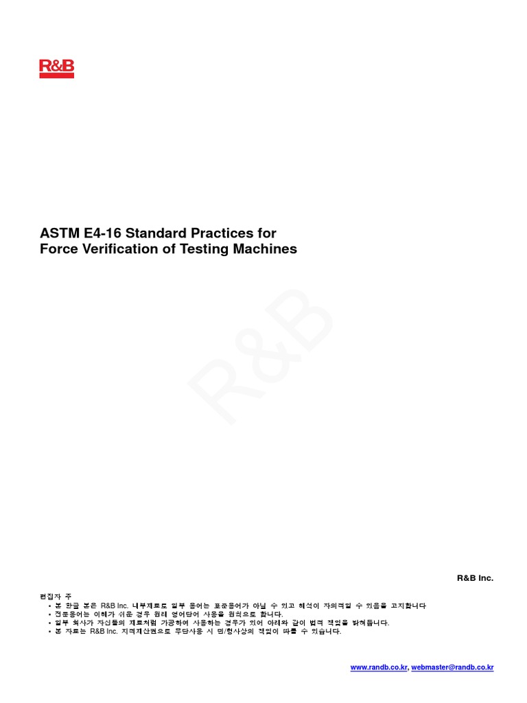 ASTM E4 16 Standard Practices For Force Verification of Testing ...