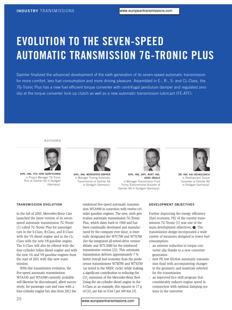 Mercedes Trans 7G Tronic Plus | PDF | Automatic Transmission ...
