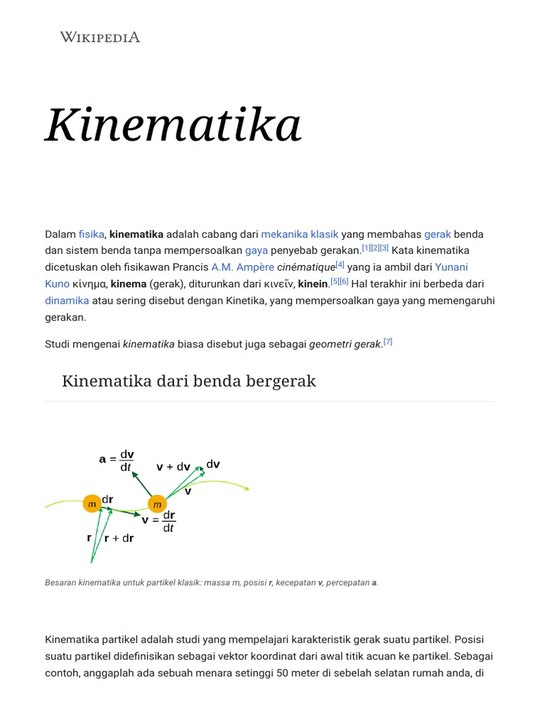 Kinematika - Wikipedia Bahasa Indonesia, Ensiklopedia Bebas | PDF ...