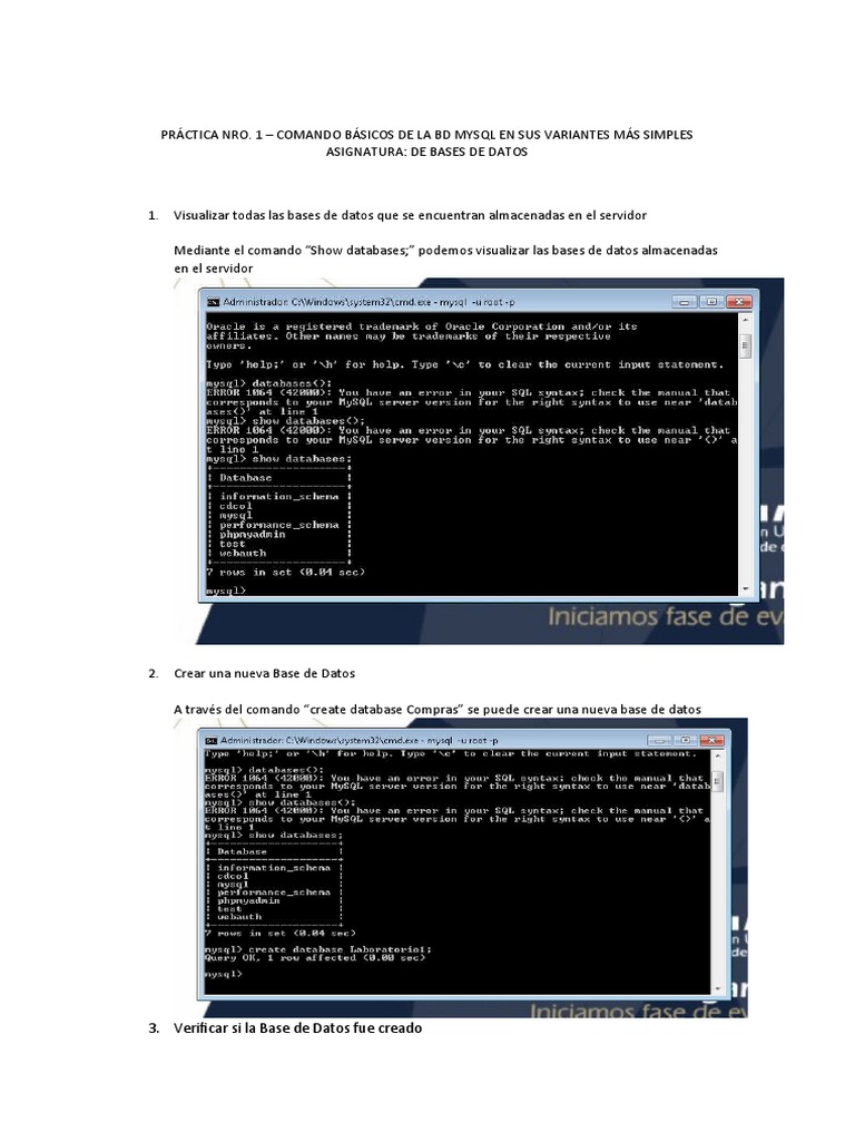 Comandos de Base de Datos MySQL | PDF | Bases de datos | Informática