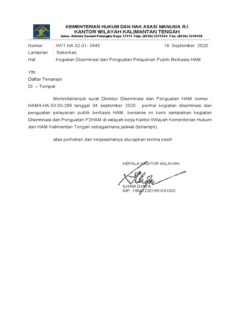 Kegiatan Diseminasi Penguatan P2HAM 2020 | PDF