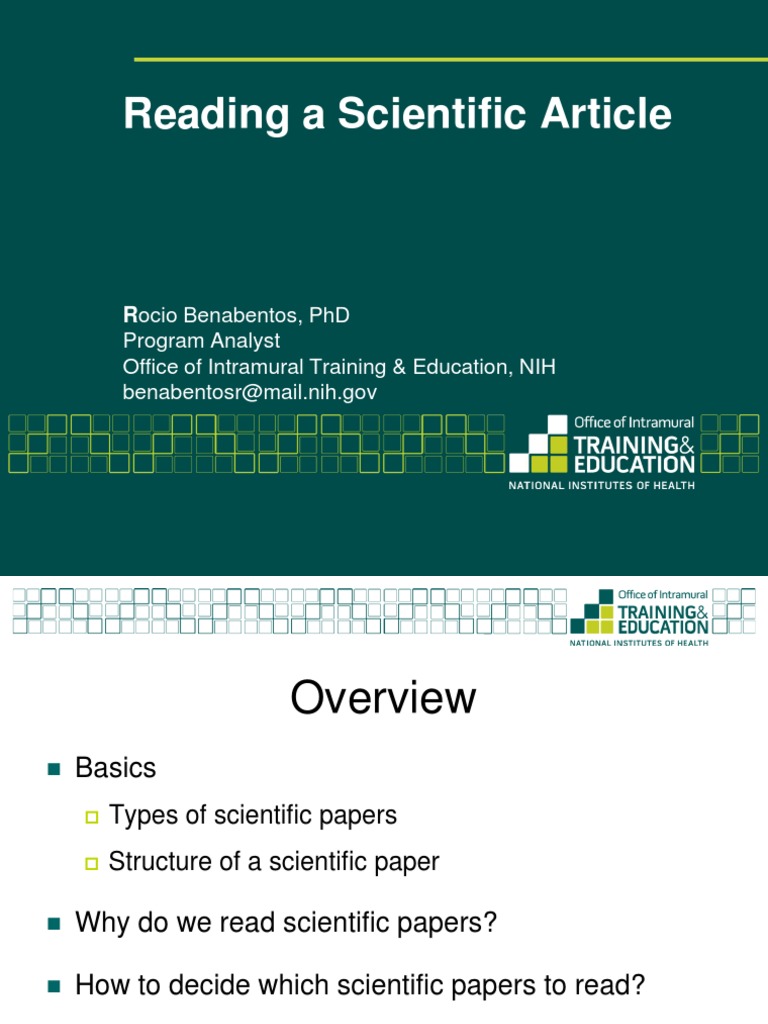 Reading A Scientific Paper Slides - 508 | PDF | Data | Experiment