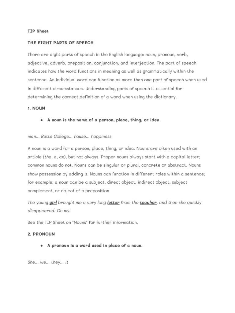 8 Parts of Speech (FULL) | PDF | Part Of Speech | Verb