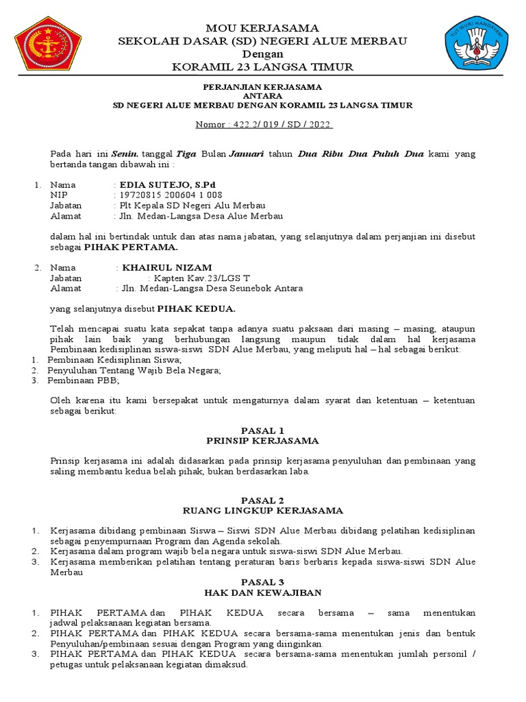 Mou Kerjasama Dengan Tni | PDF