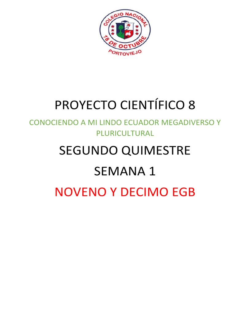 PROYECTO 8 Semana 1 Octavo EGB | PDF | Conjunto (Matemáticas) | Islas Galápagos