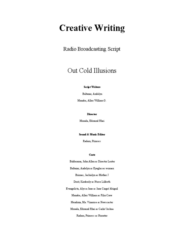 Radio Broadcasting Script (Out Cold Illusion) | PDF | Laughter