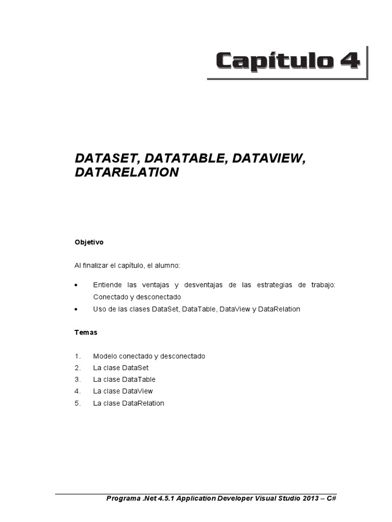 Capitulo 4 Uso De Objetos Dataset C Pdf Active X Data Objects Bases De Datos