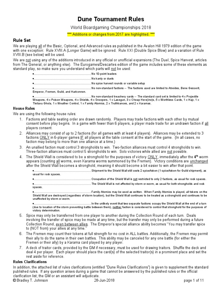 Dune Tournament Rules: Rule Set | PDF | Dune (Franchise) | Space Opera
