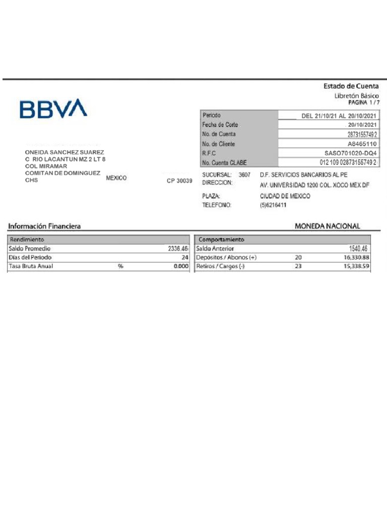 Estado de Cuenta Bbva | PDF