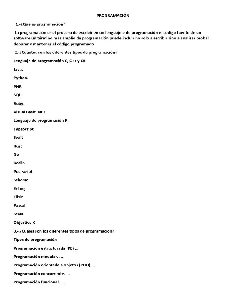 50 Preguntas Programacion | PDF | Programación de computadoras | Lenguaje de programación