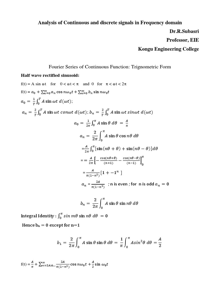 Fourier Series Of Continuous Function PDF Trigonometric Functions