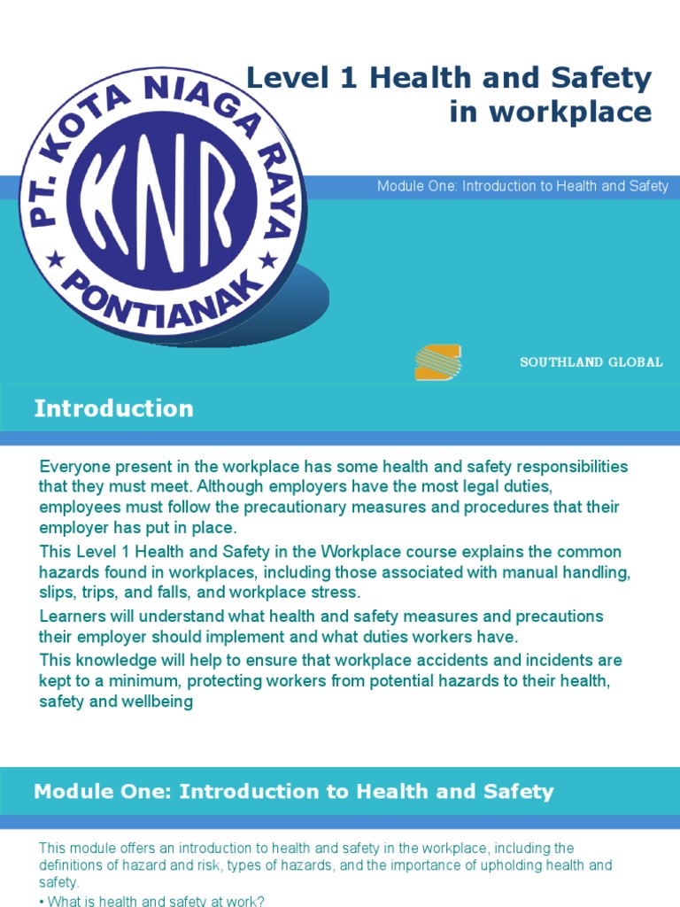 OHS Level 1 Module 1 (Introduction To Health and Safety) | PDF ...