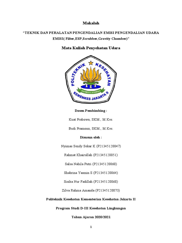 Kel 5 - TEKNIK DAN PERALATAN PENGENDALIAN EMISI PENGENDALIAN UDARA ...