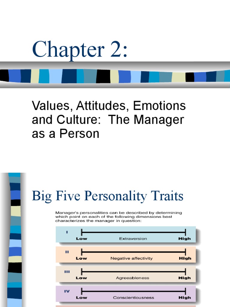 Chapter 2 Values Attitude Emotions and Culture The Manager As Person ...