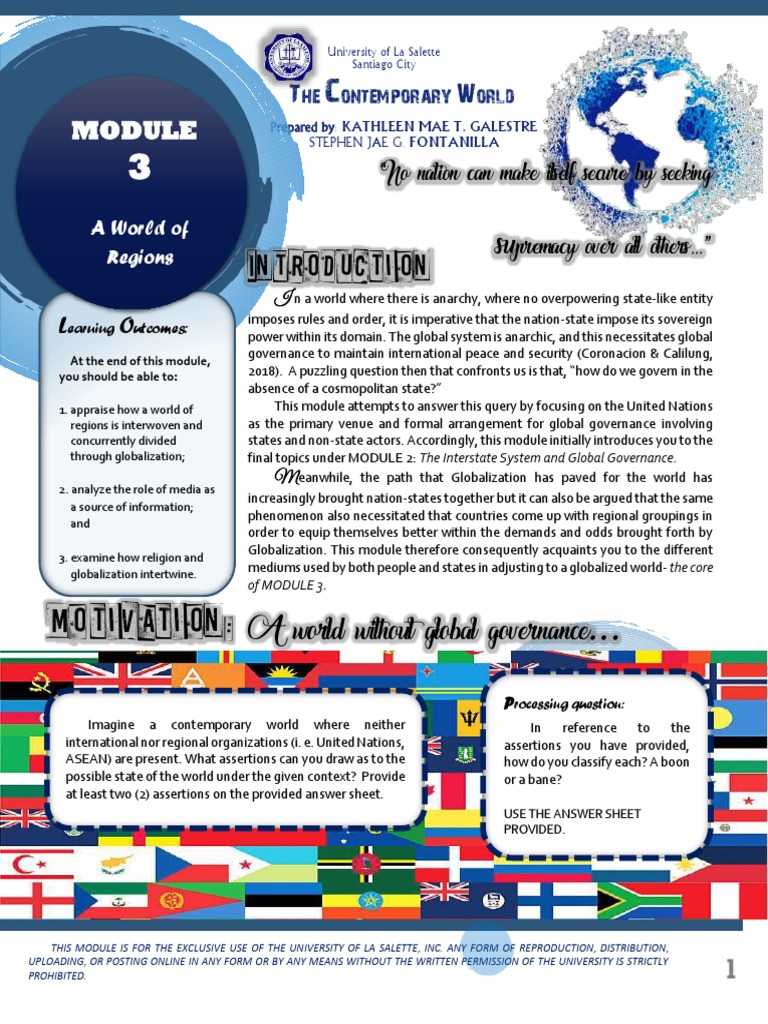 Module-3-The Contemporary World | PDF | Mass Media | United Nations ...