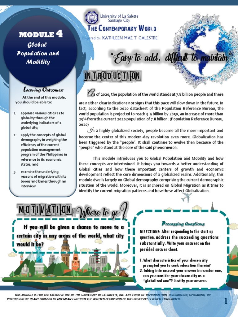 Module-4-The Contemporary World | PDF | Refugees Of The Syrian Civil ...