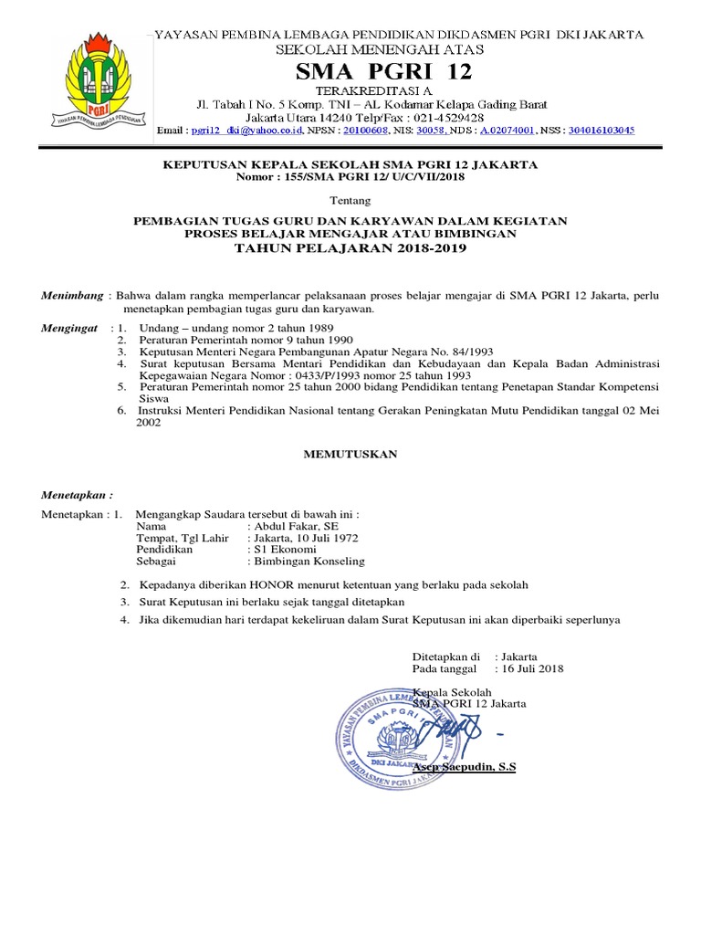 SK GTY Dan Tugas | PDF