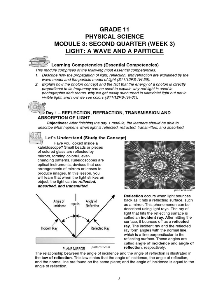Grade 11 Physical Science Module 3: Second Quarter (Week 3) Light: A ...