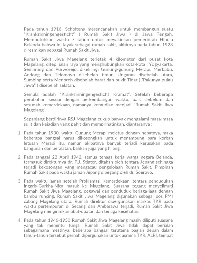 Sejarah RSJ (PKL) | PDF