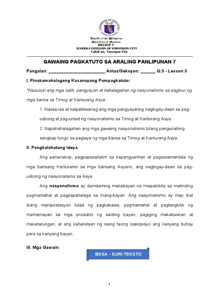 LAS 3 AP7 Q3 6 Pgs | PDF