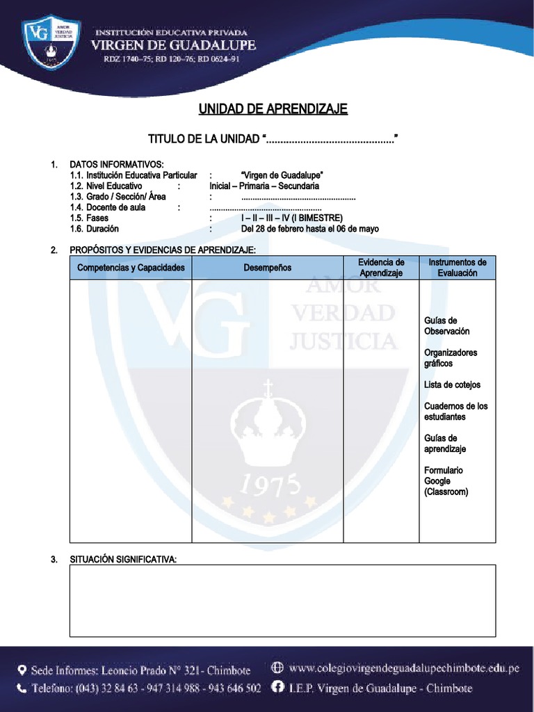 Modelo de Unidad de Aprendizaje - Año 2021 | PDF | Aprendizaje | Evaluación