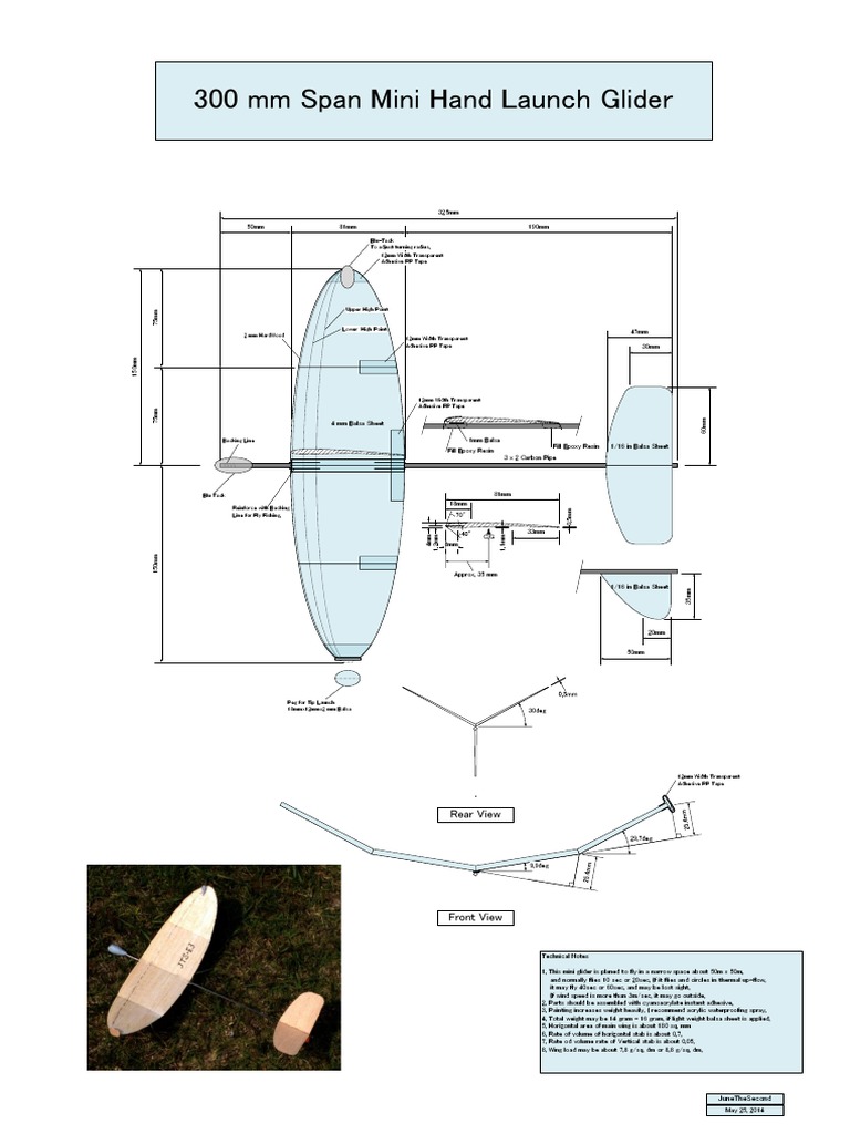 300 MM Span Mini Hand Launch Glider: Rear View | PDF | Materials ...