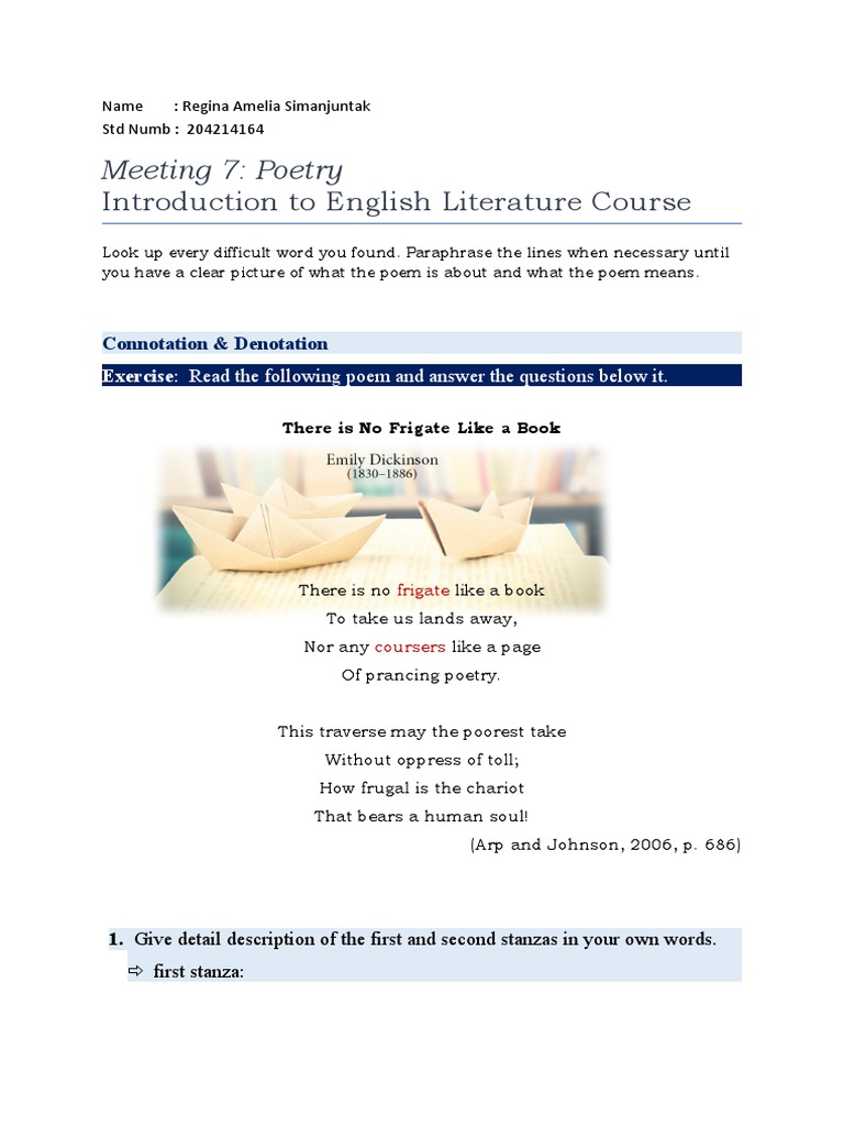 Poetry Exercise Connotation Imagery | PDF | Senses | Sound