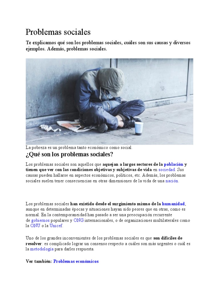 Problemas Sociales | PDF | Pobreza | Pobreza e indigencia