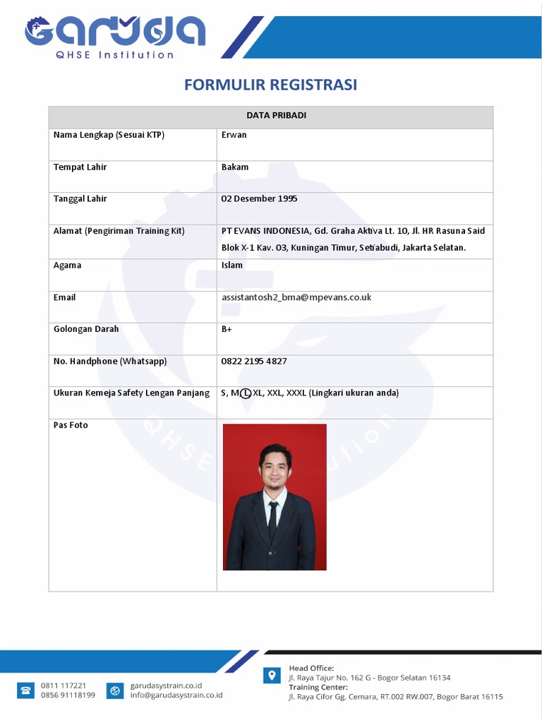 Formulir PT. Garuda Systrain Interindo 2022 | PDF