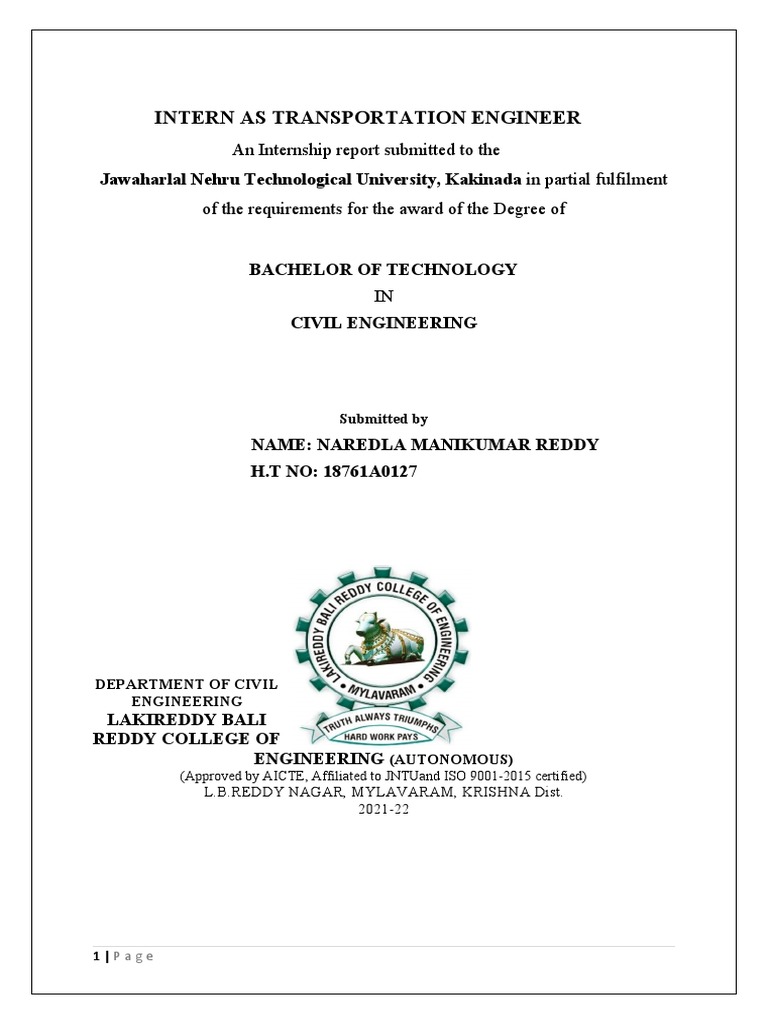127 Internship Report | PDF | Transportation Engineering | Service ...