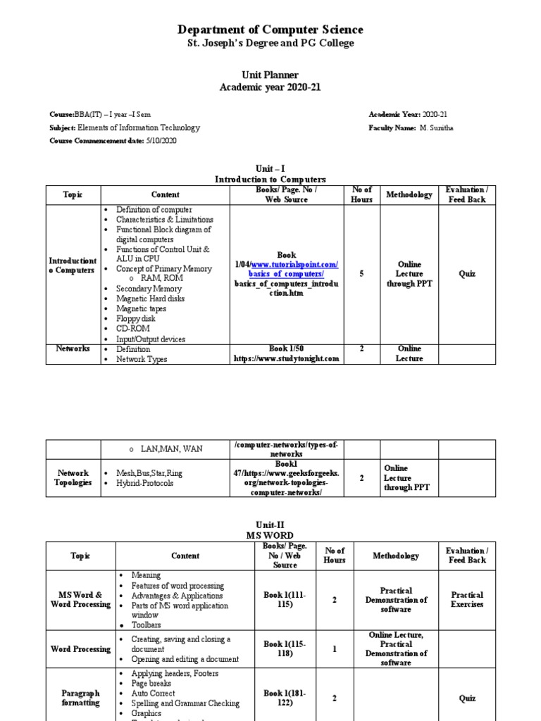 Department of Computer Science: St. Joseph's Degree and PG College | Download Free PDF ...