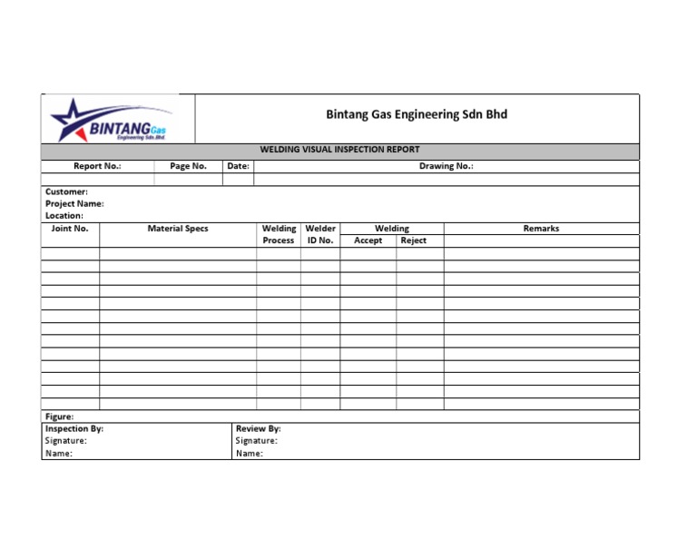 Welding Visual Inspection Report | PDF