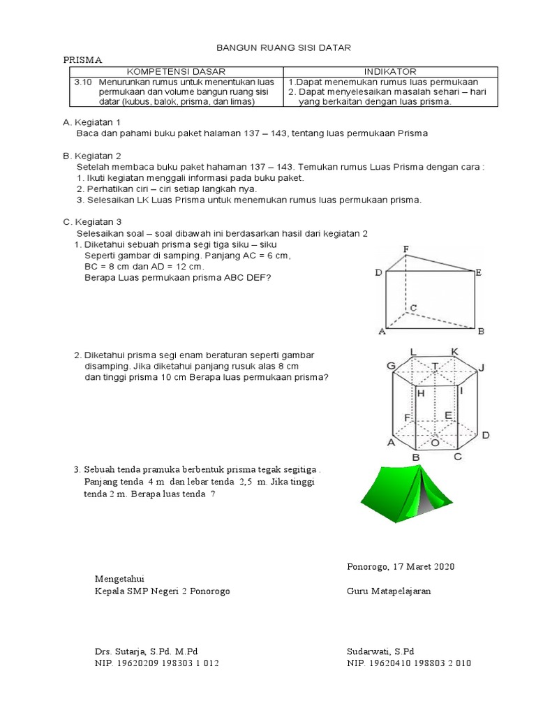 Rumus Luas dan Volume Prisma | PDF | Metode & Bahan Ajar | Griya & Taman