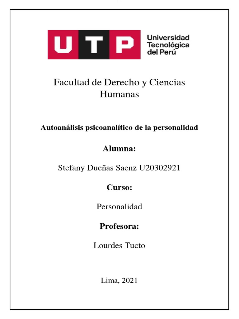 Autoanálisis Psicoanalítico de Personalidad | PDF | Psicoanálisis ...