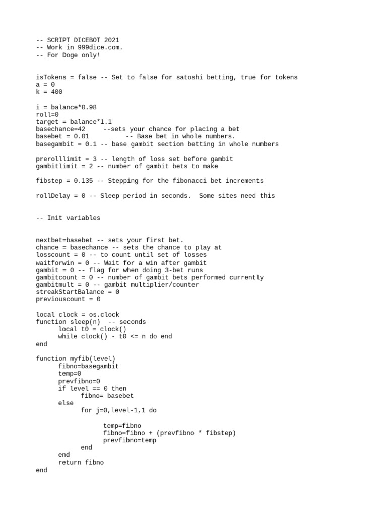 Lua Script DIcebot 2021 | PDF | Computer Programming