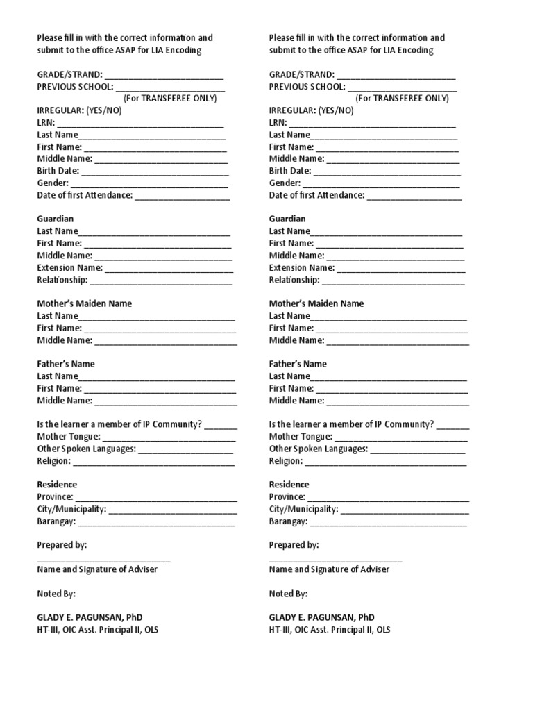 Form For Lis | PDF | Linguistics | Cognitive Science