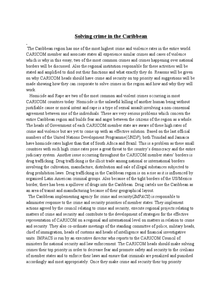 Solving Crime in The Caribbean | PDF | Crimes | Crime & Violence