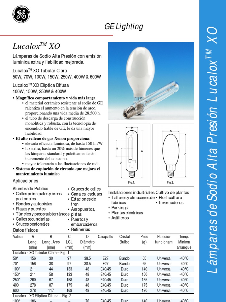Lucalox General | PDF | Energia electrica | Electromagnetismo
