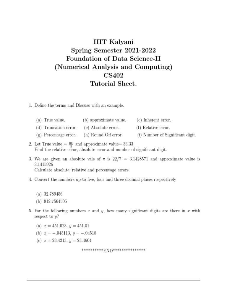 IIIT Kalyani Spring Semester 2021-2022 Foundation of Data Science-II ...