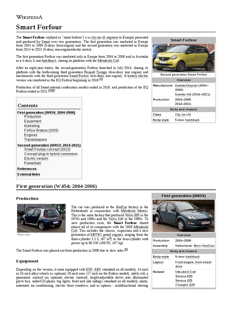 Smart Forfour: First Generation (W454 2004-2006) | PDF | Front Wheel ...