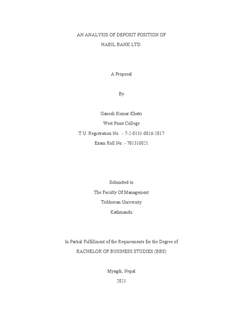 Project Work Nabil Bank | PDF | Banks | Deposit Account