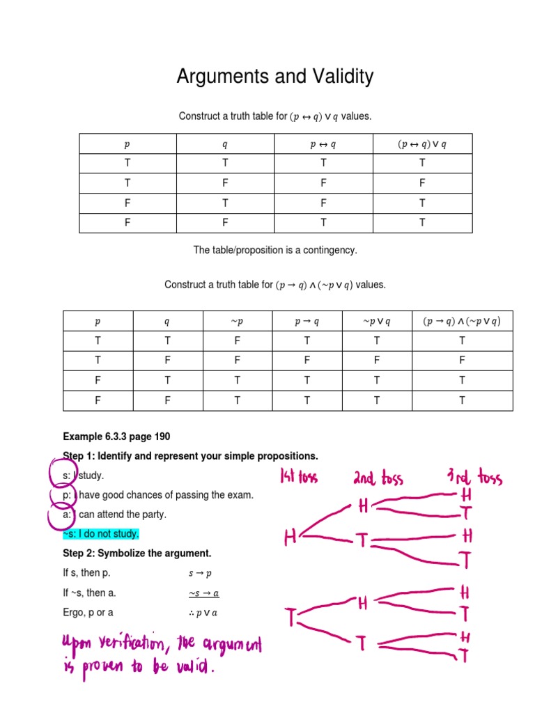Arguments and Validity: Example 6.3.3 Page 190 Step 1: Identify and ...