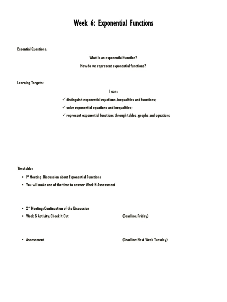 Exponential Functions Overview | PDF | Equations | Exponentiation