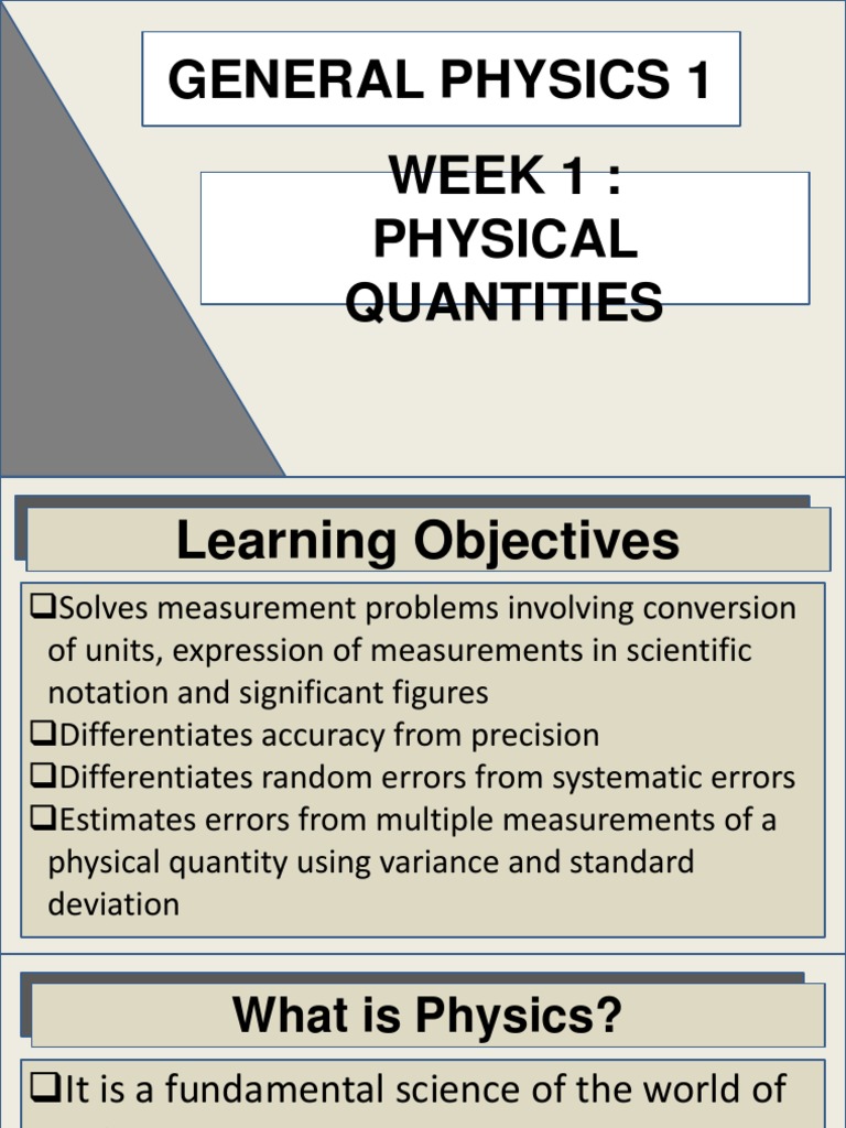 General Physics 1 Week 1: Physical Quantities | PDF | Physics ...